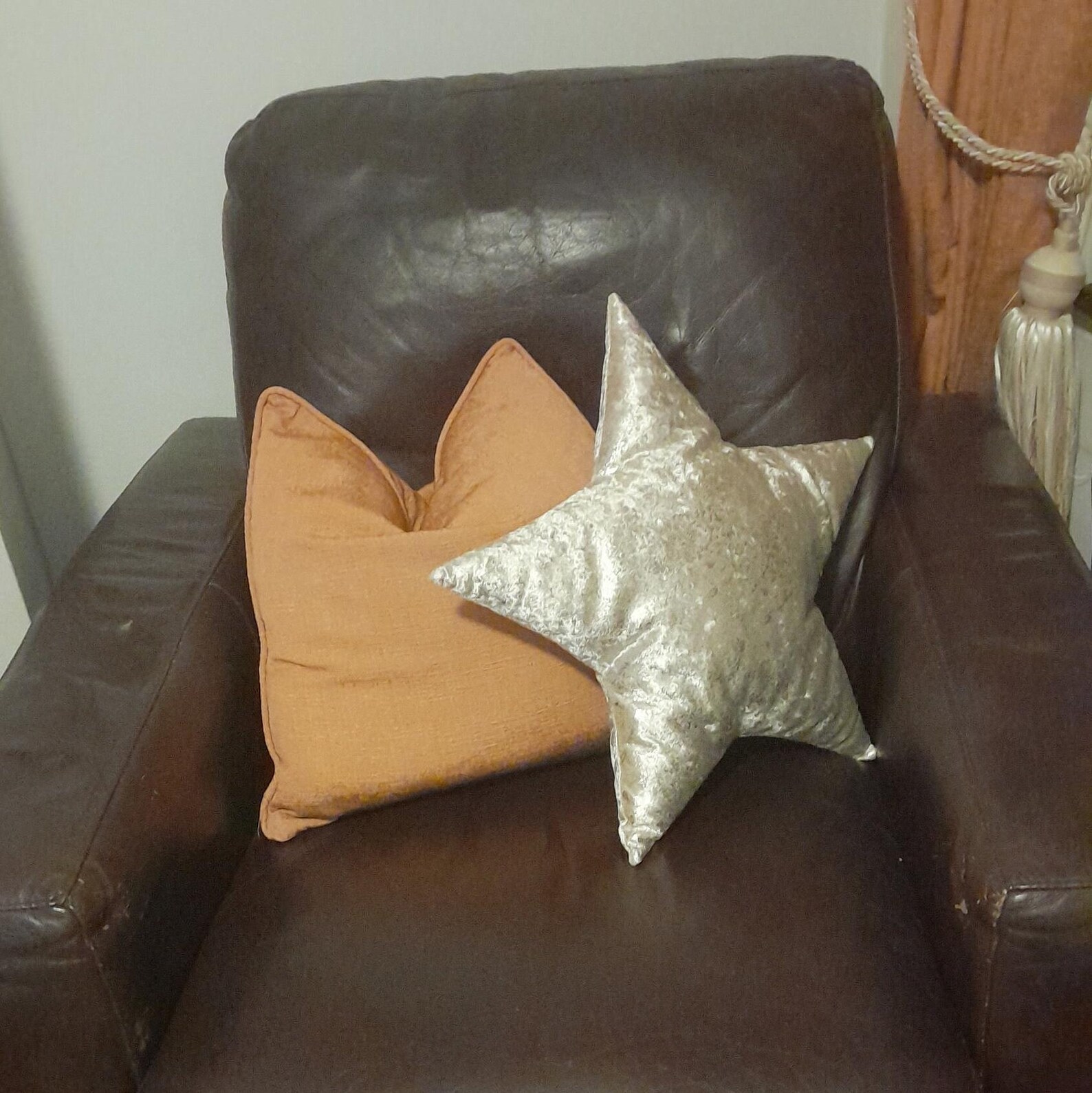 Large Gold Velvet Star Cushion With Poly Inner, Luxury Home Accent ...