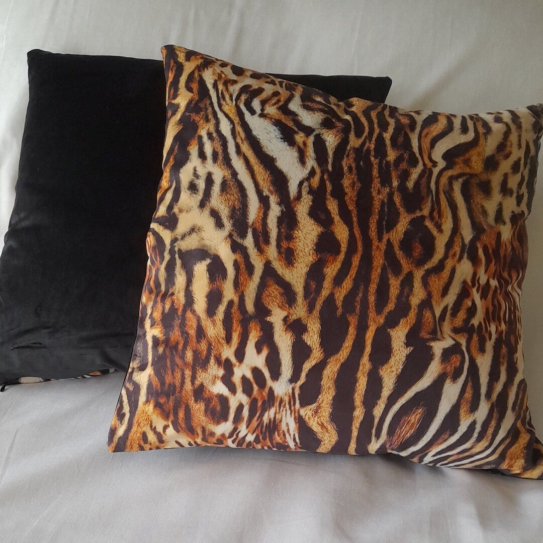 Leopard Print Velvet Cushion With Black Velvet on Reverse/animal Print ...