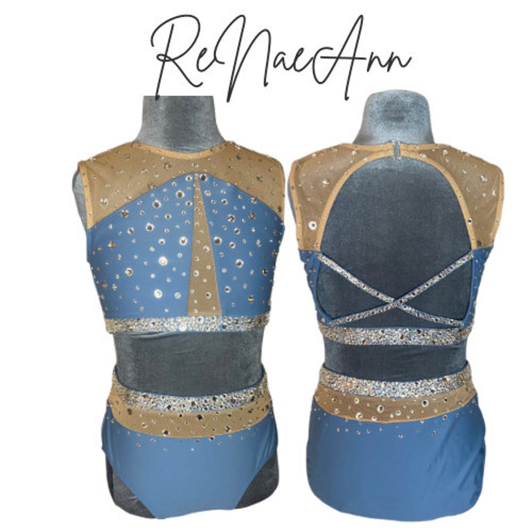 Gorgeous Steel Blue and Crystal Competition Dance Costume Semi Custom ...