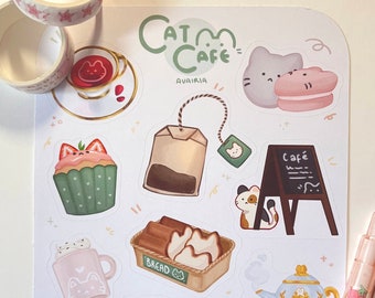 Cat Cafe Stickers - Etsy