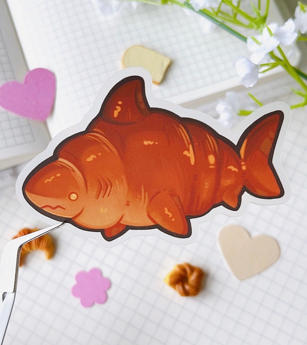 Croissant Shark Vinyl Clear Sticker - Etsy