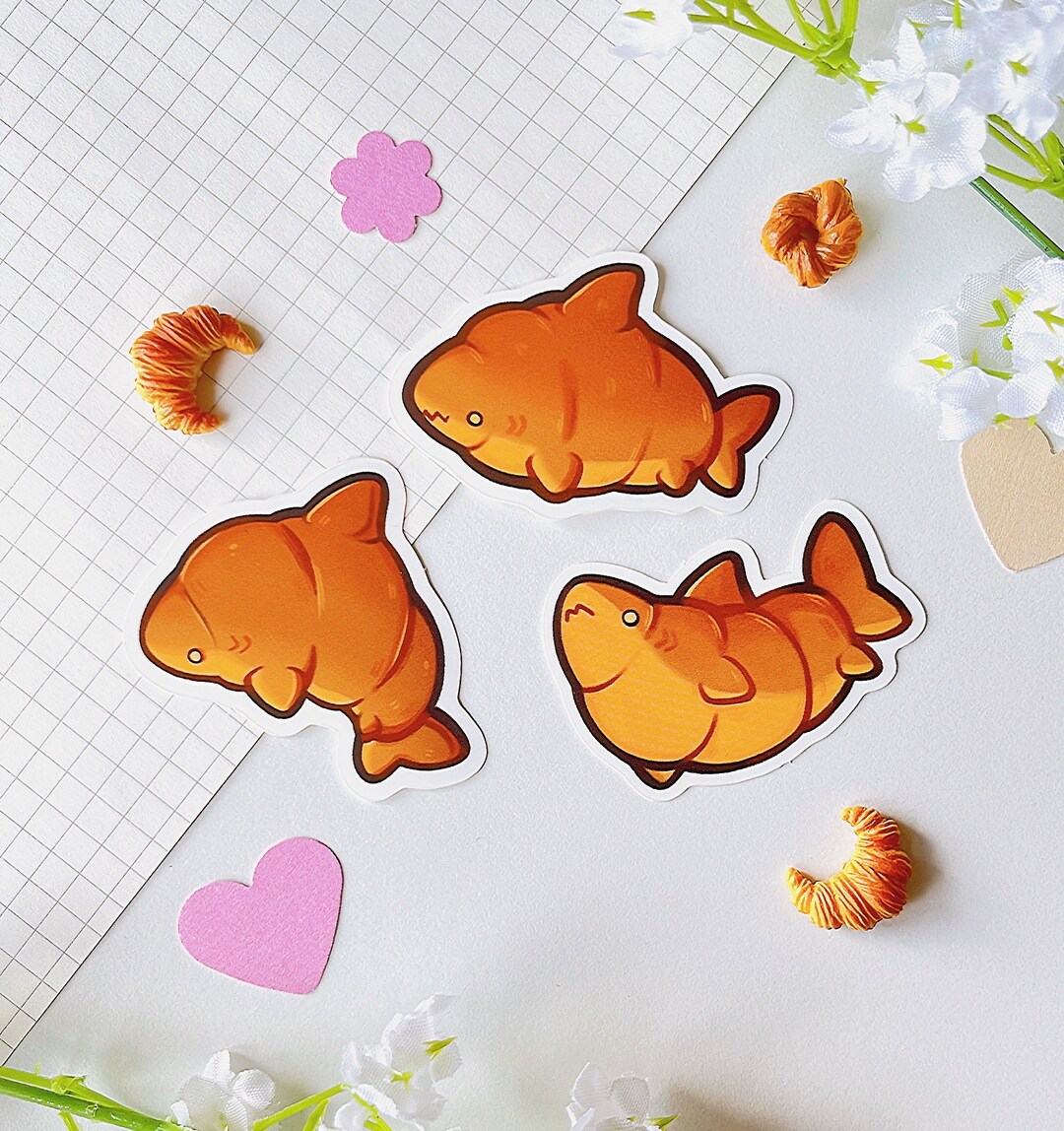 Croissant Shark Sticker Pack 3 PCS Waterproof Shark Stickers, Decal ...