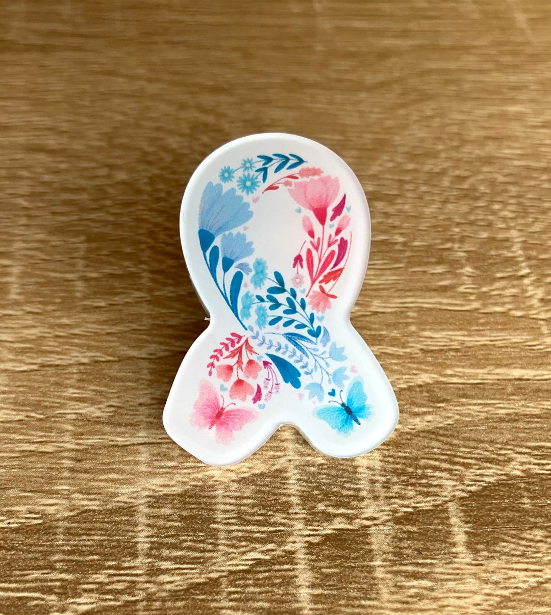 Floral Baby Loss Ribbon Acrylic Pin With Heart Clutch for PAIL ...