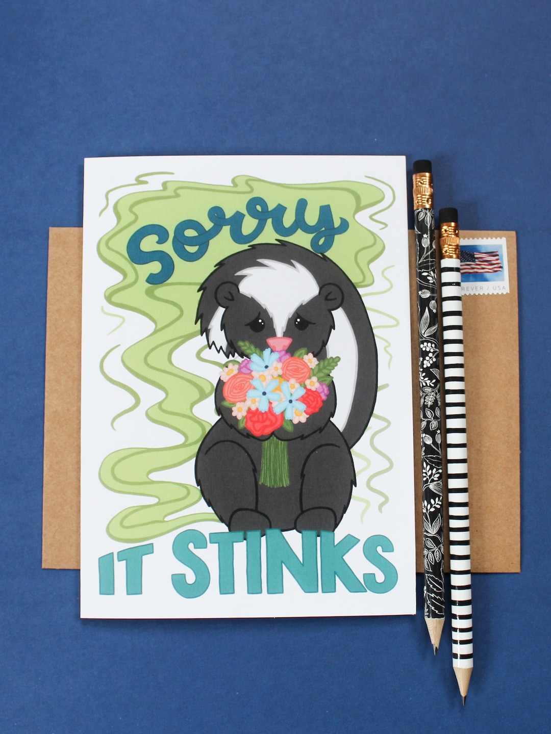 Sorry It Stinks Silly Skunk 5x7 Greeting Card - Etsy
