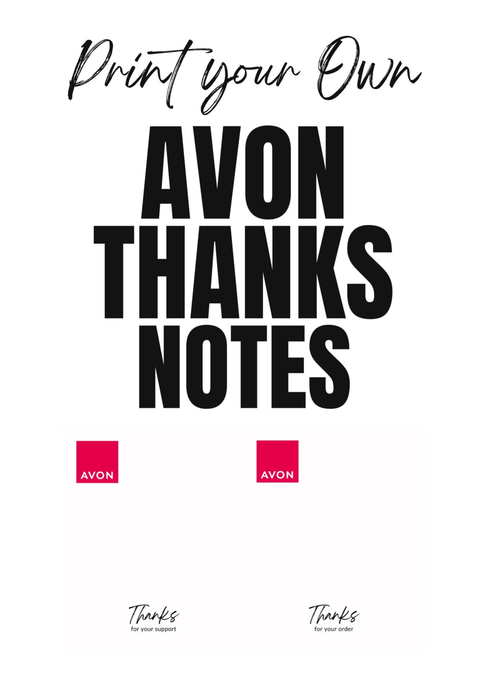 Avon Thanks Notes Printable - Etsy UK