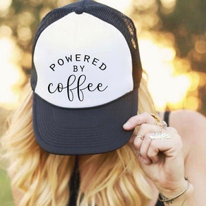 Funny Coffee Hat, Powered by Coffee Hat, Coffee Hat, Cute Coffee Hat ...