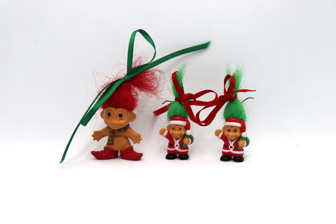 Vintage Troll Christmas Brooch & Troll Doll Christmas Santa Earrings ...