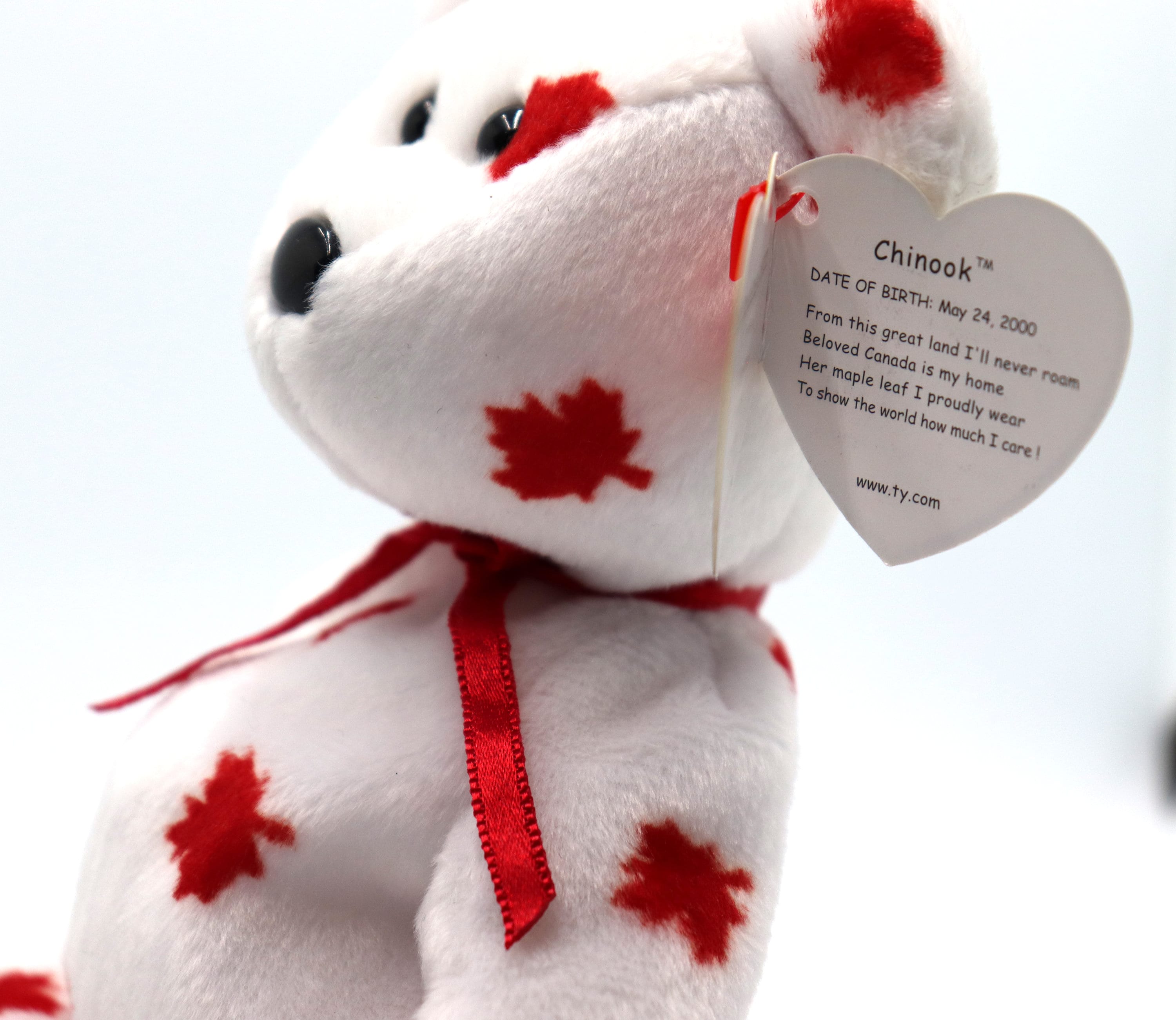 Ty Beanie Baby 'chinook' the Canadian Flag Bear 2000 White and Red ...