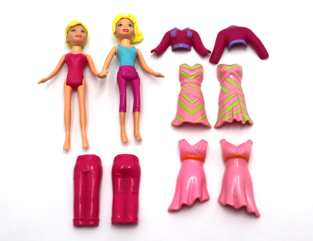 Vintage Polly Pocket Dolls and Magnetic Clothes Set Two Blonde Polly ...