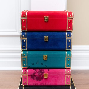 Velvet Trunk Box, Vintage Storage Trunk, Decorative Jewelry Box, Makeup ...