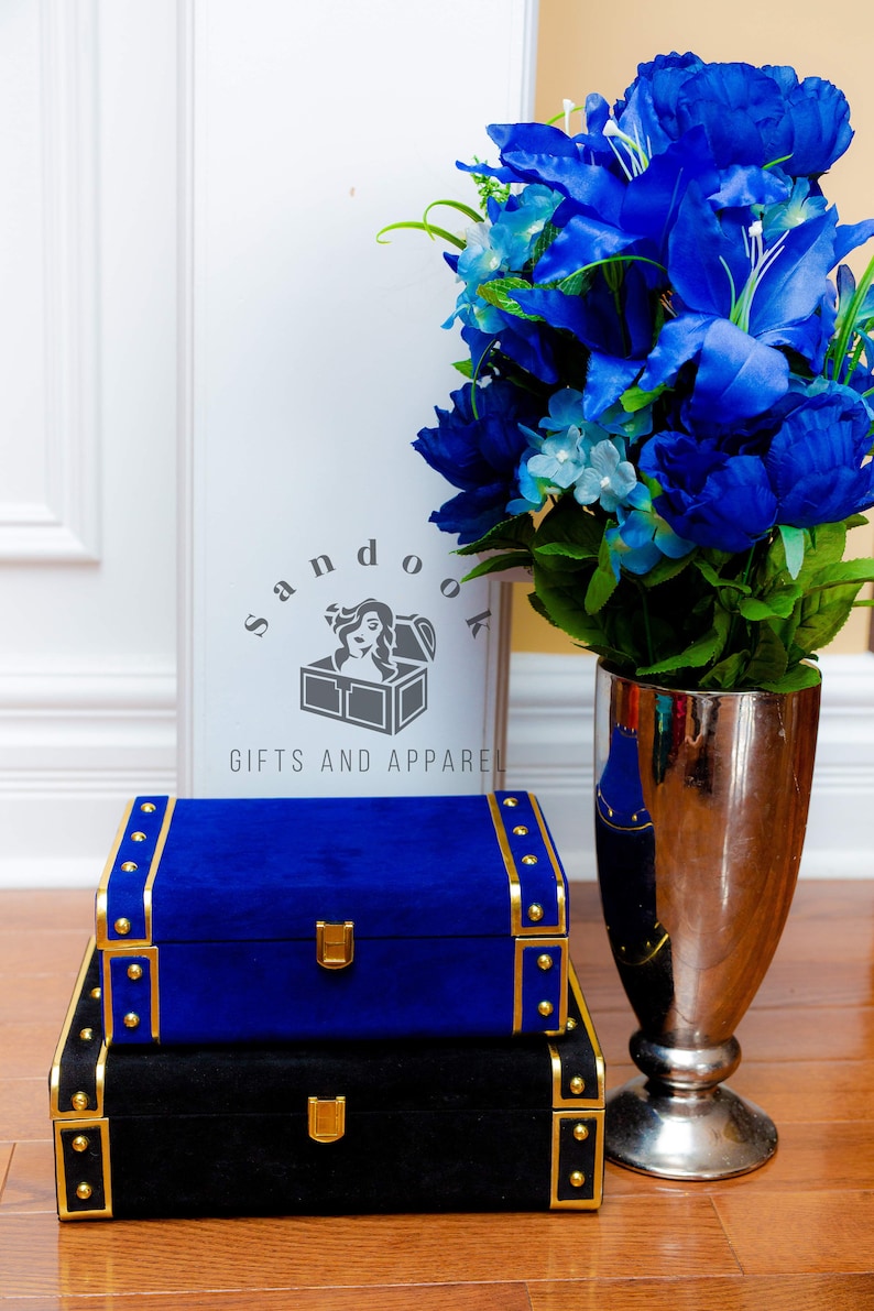 Velvet Trunk Box, Vintage Storage Trunk, Decorative Jewelry Box, Makeup ...