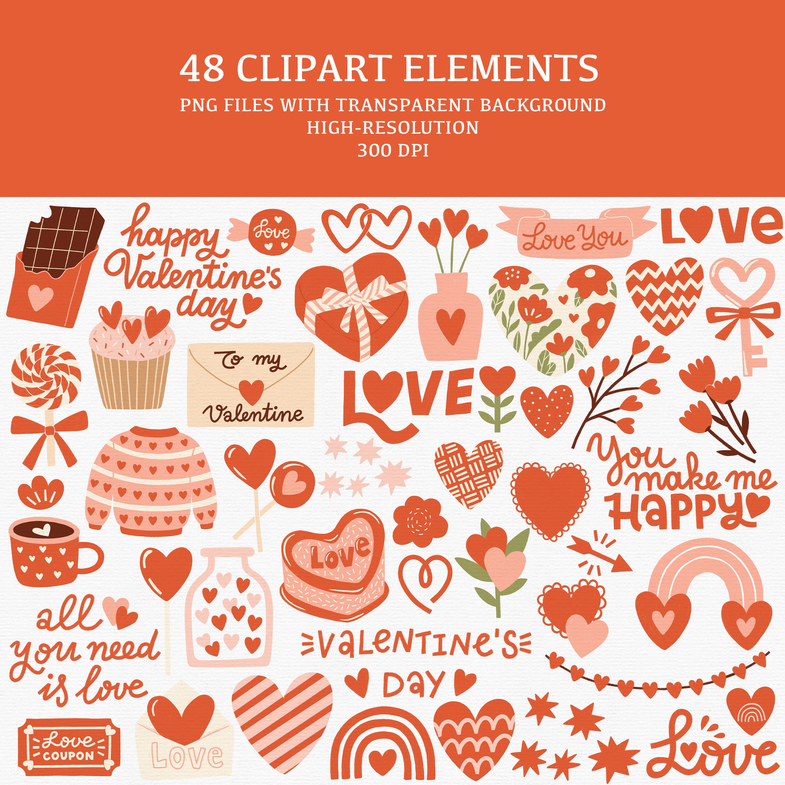 Sweetheart Clipart Set Individual PNG Files Digital Download Valentine ...