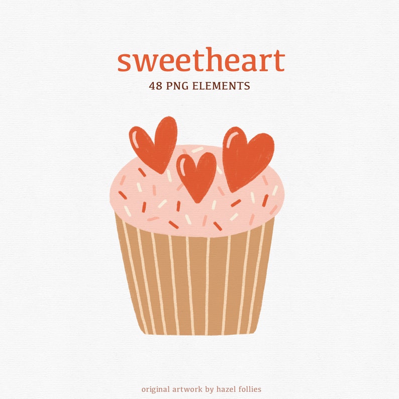 Sweetheart Clipart Set Individual PNG Files Digital Download Valentine ...