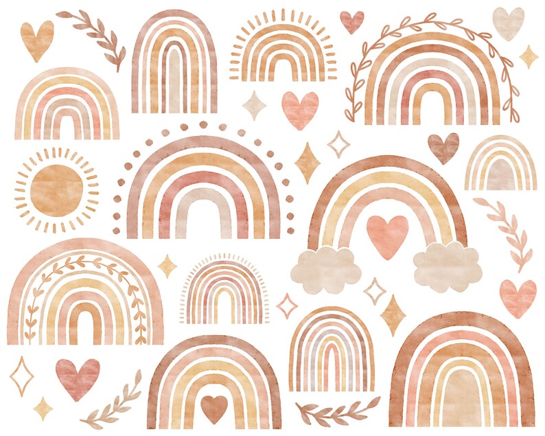 Rainbow Clipart Set Individual PNG Files Digital Download Rainbow Clip ...