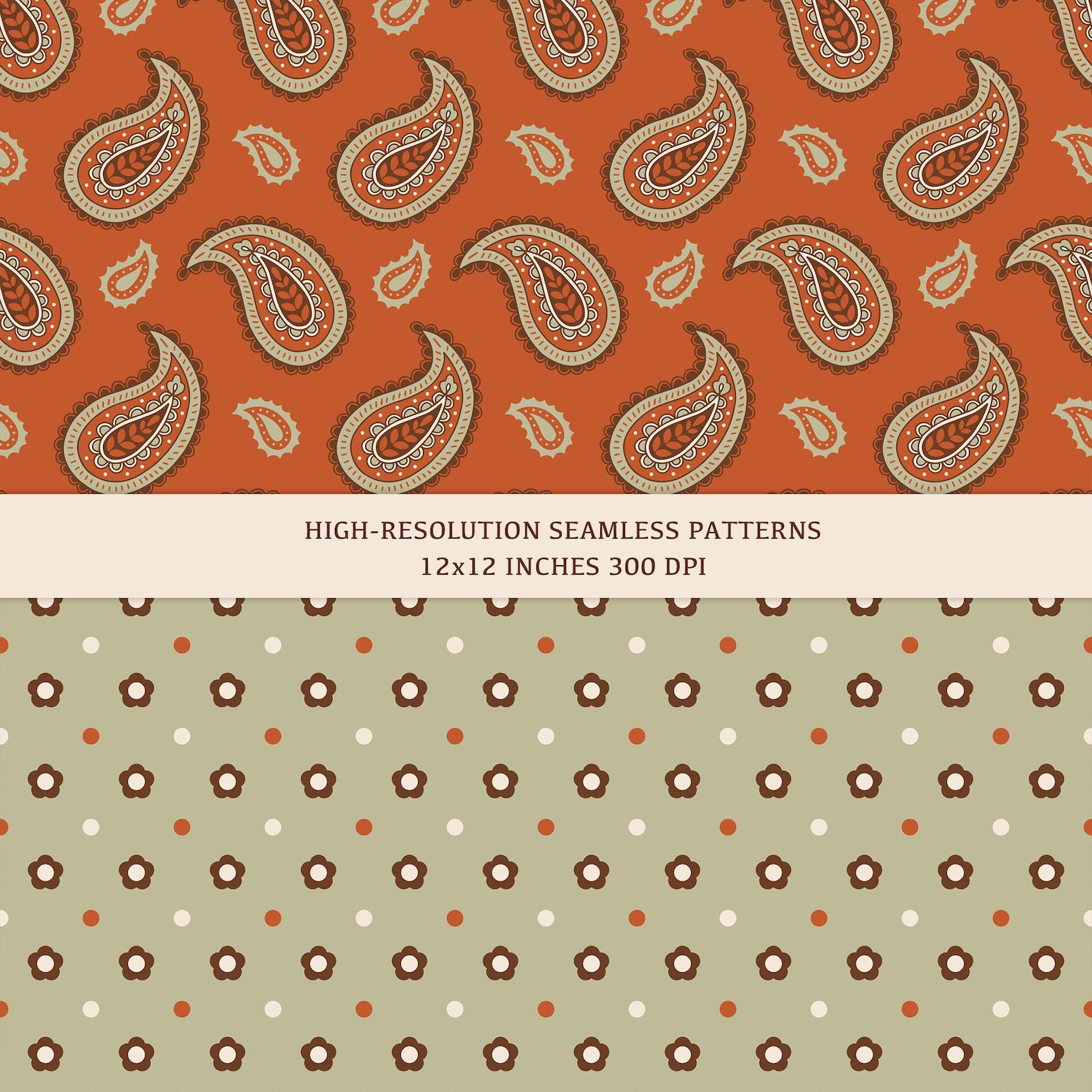 Boho Digital Papers | Paisley Seamless Pattern | Digital Paper Bundle ...