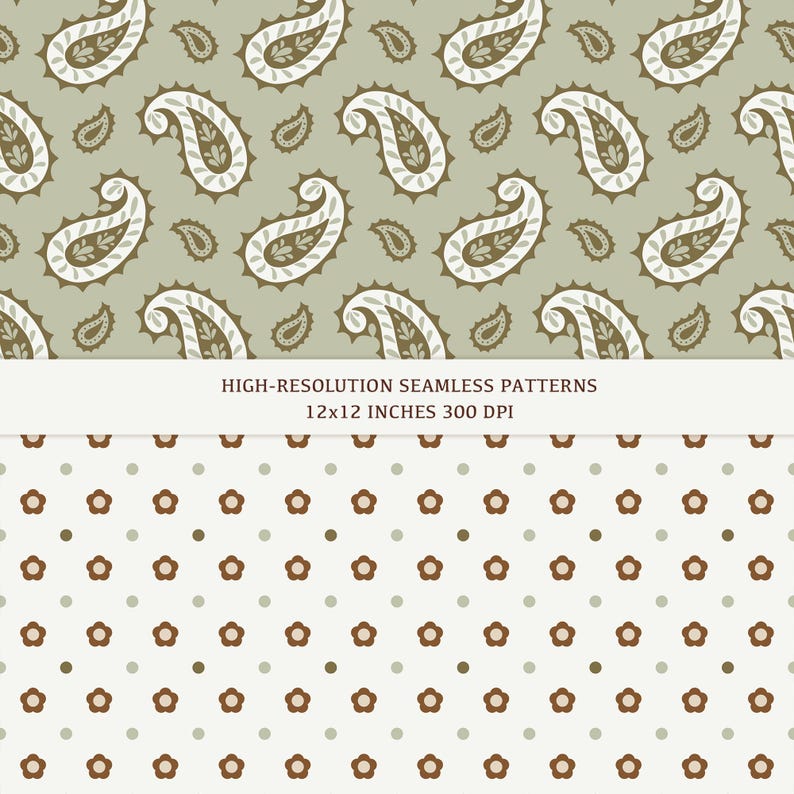 Boho Digital Papers | Paisley Seamless Pattern | Digital Paper Bundle ...