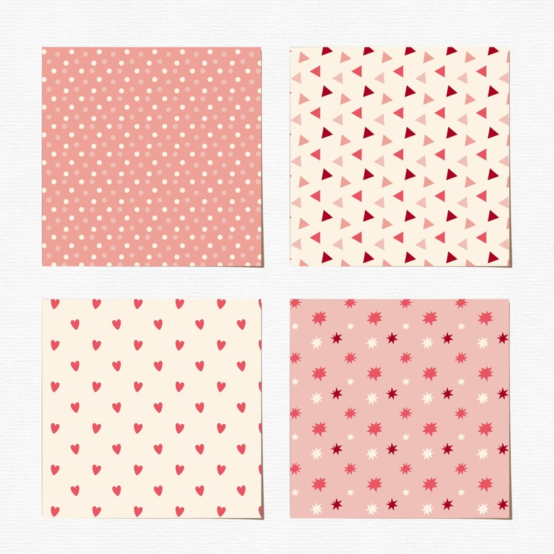 12 Valentine's Day Seamless Digital Papers Scrapbook Paper Heart ...