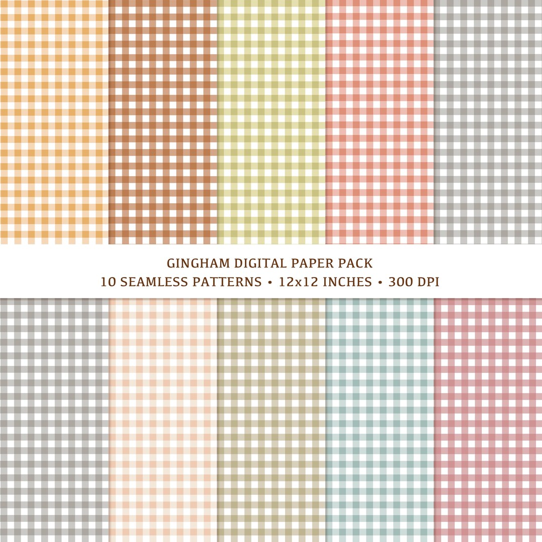Gingham Check Digital Papers | Nursery Seamless Pattern | Digital Paper ...