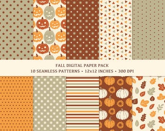 Fall Digital Papers | Seamless Pattern | Digital Paper Bundle | Digital ...