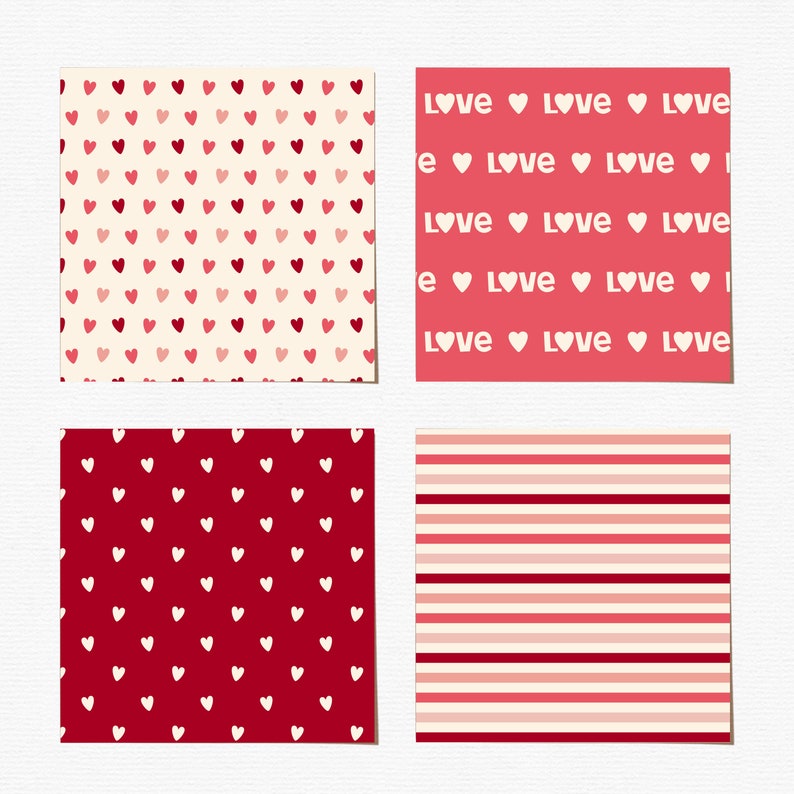 12 Valentine's Day Seamless Digital Papers Scrapbook Paper Heart ...