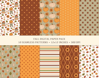 Fall Digital Papers | Seamless Pattern | Digital Paper Bundle | Digital ...