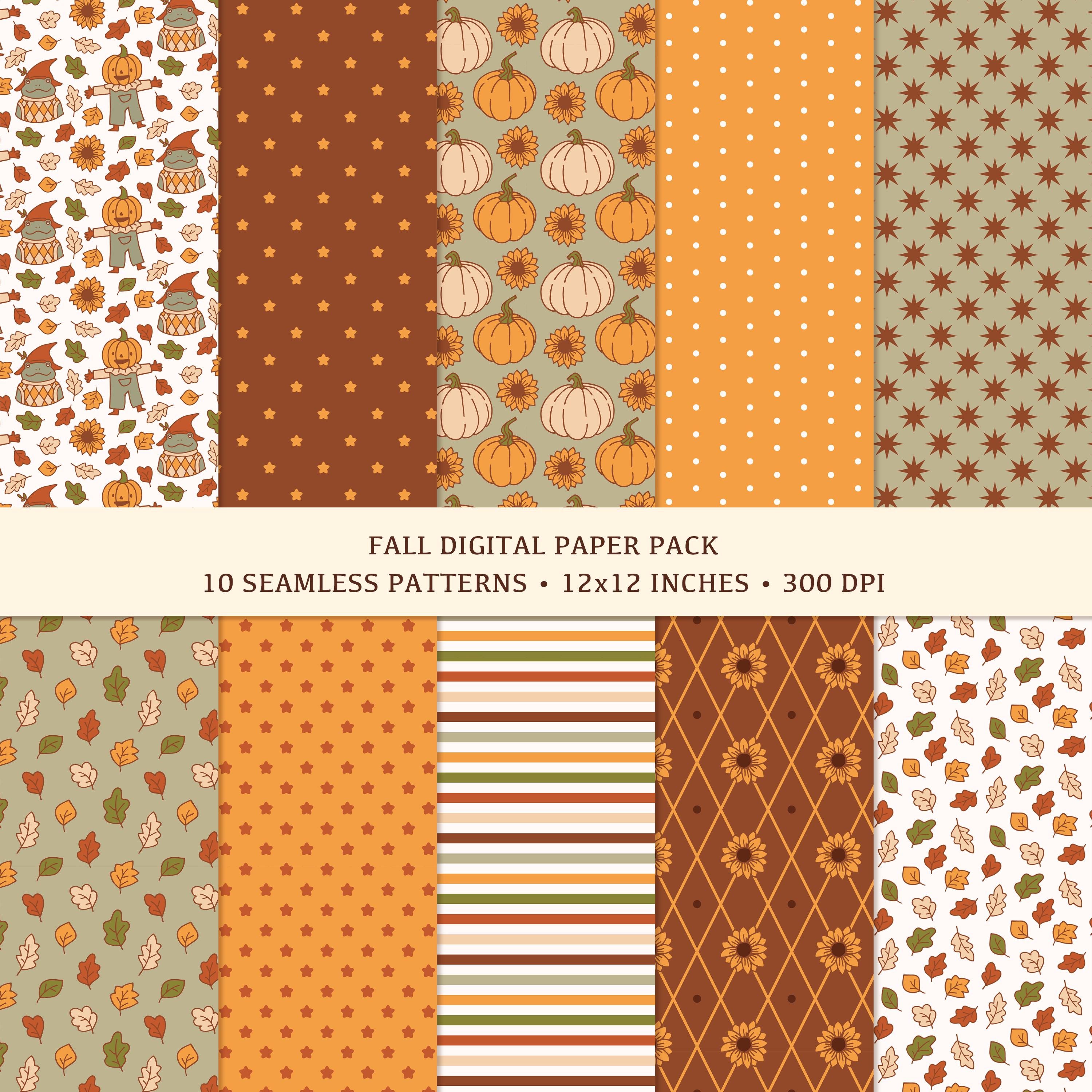 Fall Digital Papers | Seamless Pattern | Digital Paper Bundle | Digital ...