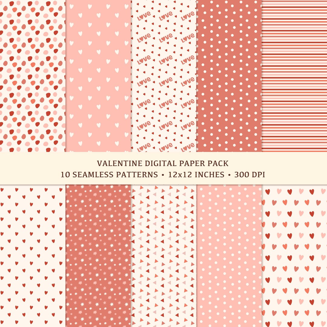 Valentine Digital Papers | Seamless Pattern | Digital Paper Bundle ...