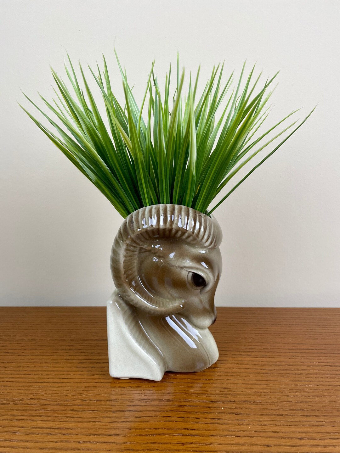 Mid Century Royal Copley Ceramic Ram's Head Planter Vase Bookend 1940s ...