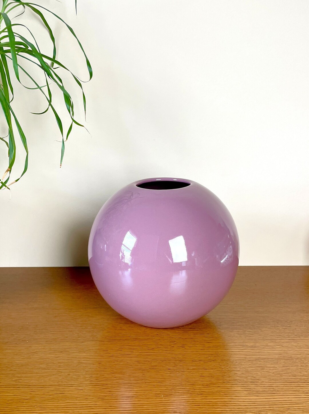 Vintage Haeger Pottery Vase Round Large Mauve Dusty Ashy Pink Lavender ...