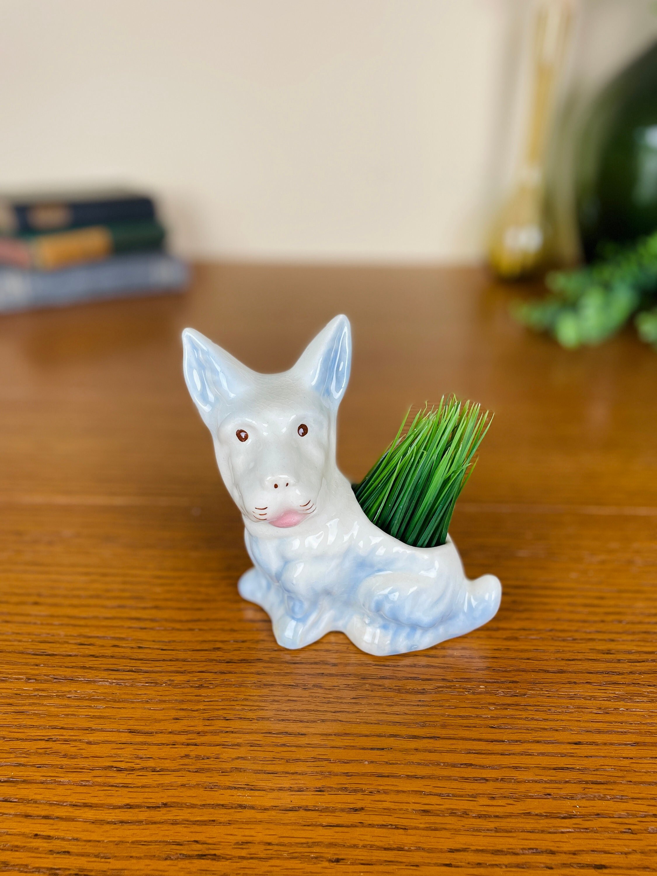 Vintage Blue and White Scottie Dog or Terrier Planter Small Succulents ...