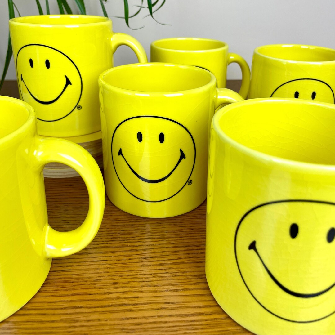 Vintage Set of 6 Smiley Face Mugs by Waechtersbach West Germany 1970s ...