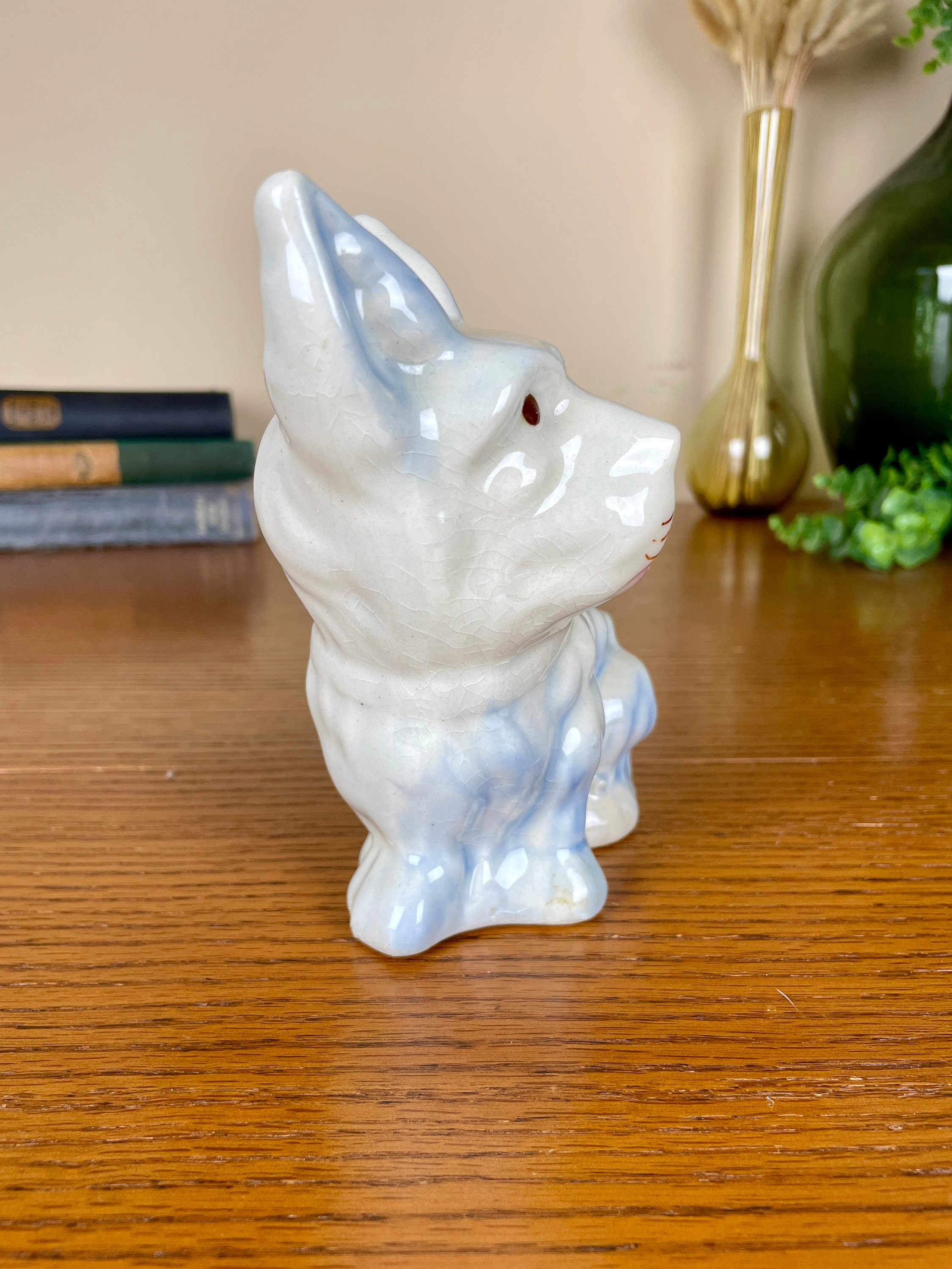 Vintage Blue and White Scottie Dog or Terrier Planter Small Succulents ...