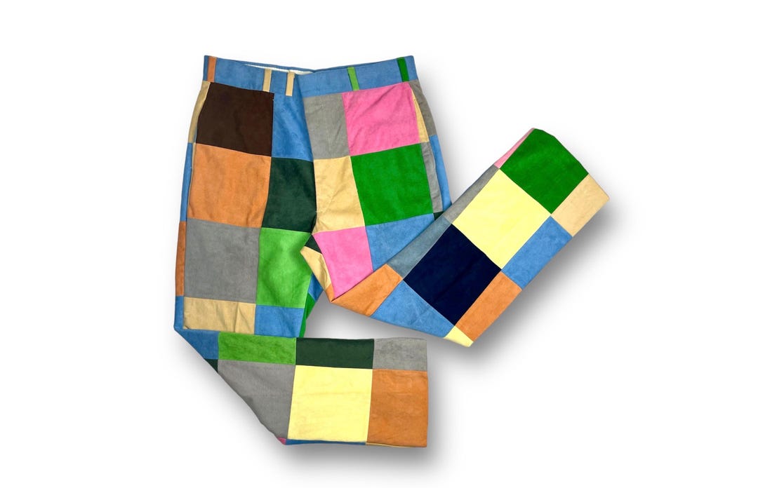 Men's Vintage Funky 1970s Colorful Patchwork Pants Disco Pants Size 36 ...