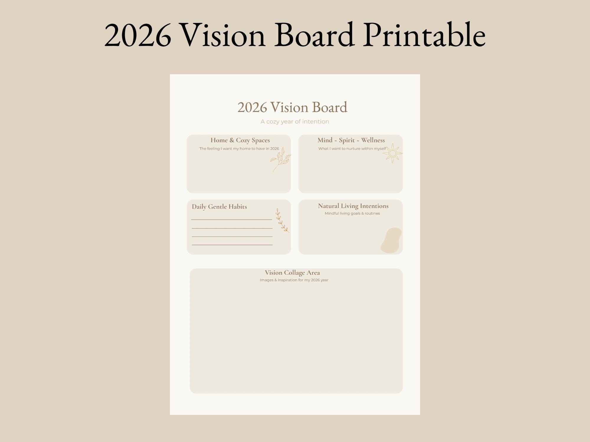 2026 Vision Board Printable | Intention & Reflection Planner (PDF ...