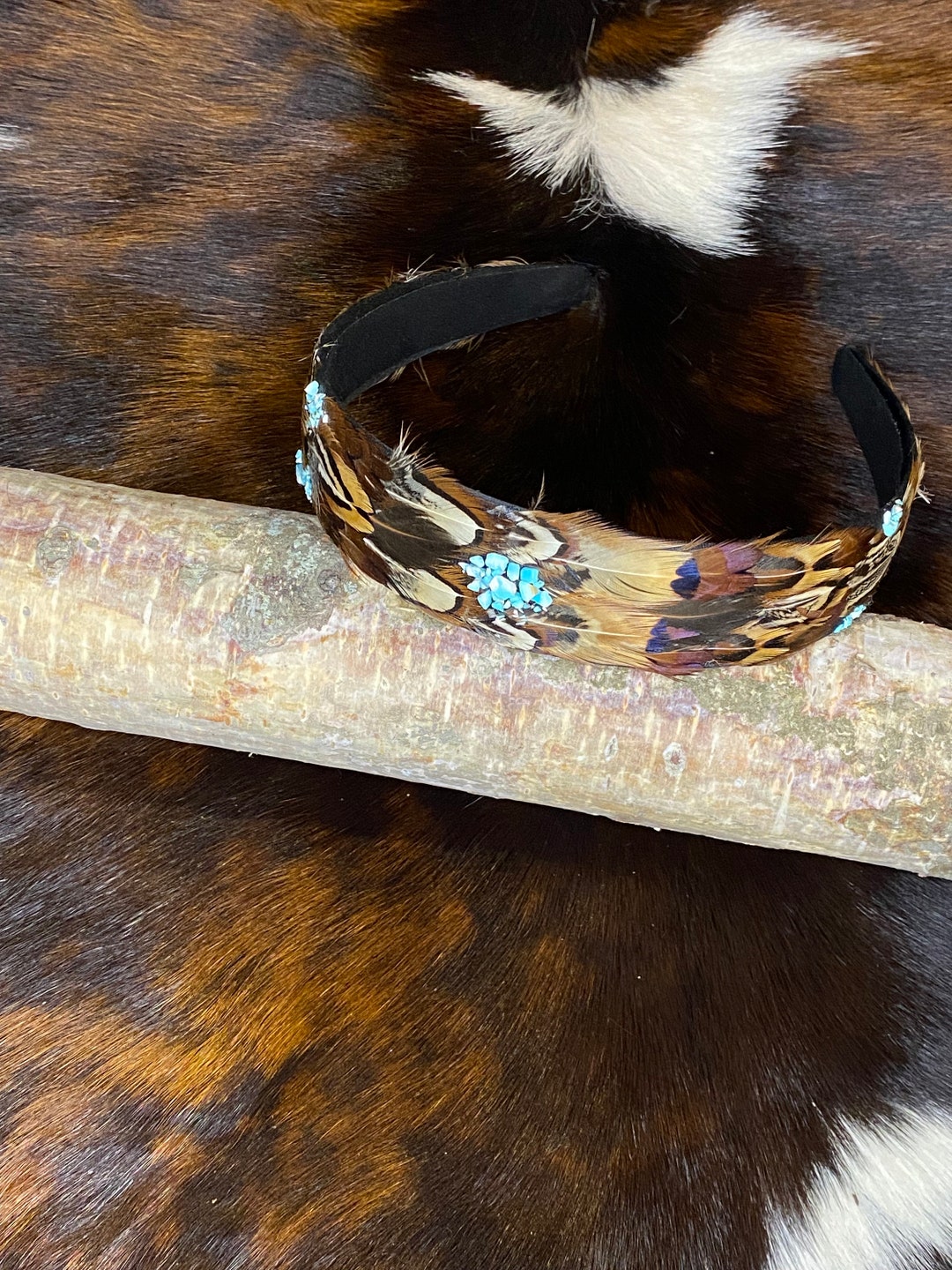 Turquoise Pheasant Feather Head Band - Etsy