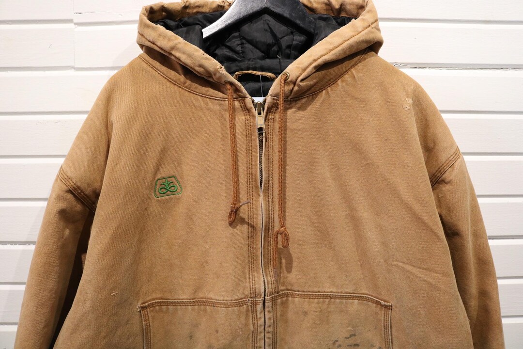 Cabela's Canvas Work Jacket | Vintage 2000s Hooded Tan Utility Zip-up ...