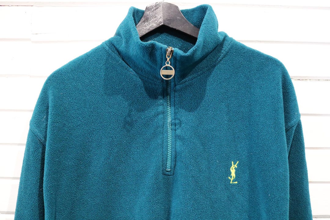 Yves-saint-laurent Fleece Pullover | Vintage 90s Teal Half-zip ...