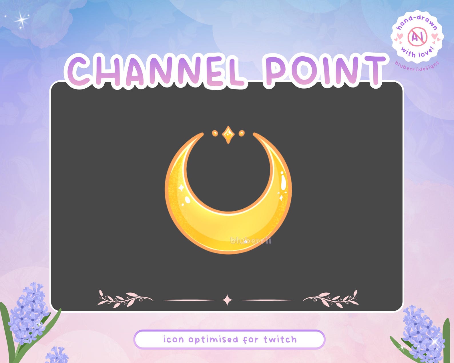 Crescent Moon Channel Point / Sub Bit Badge for Twitch Stream Discord ...
