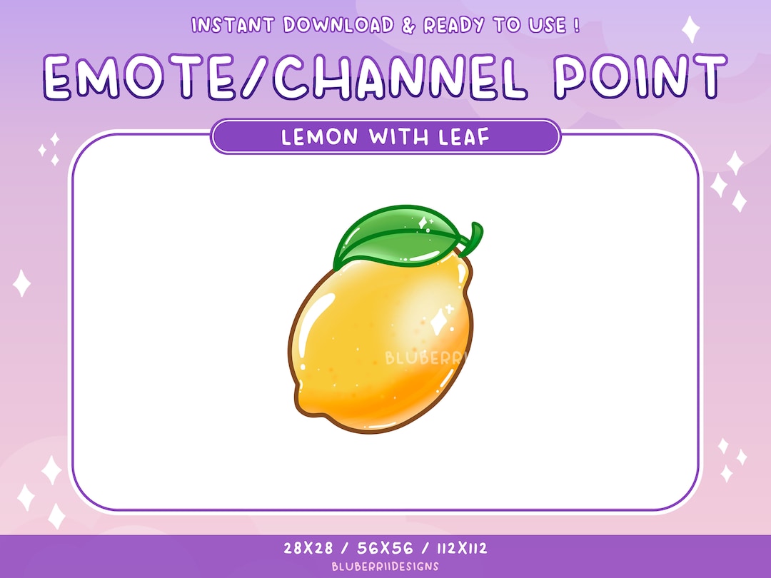 Lemon Emote / Channel Points or Sub Bit Badge for Twitch Stream Discord ...
