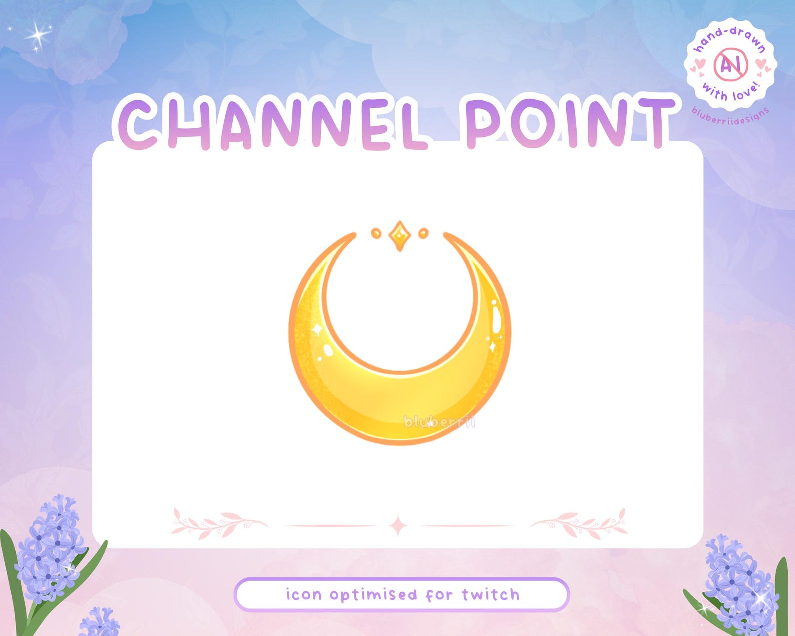 Crescent Moon Channel Point / Sub Bit Badge for Twitch Stream Discord ...