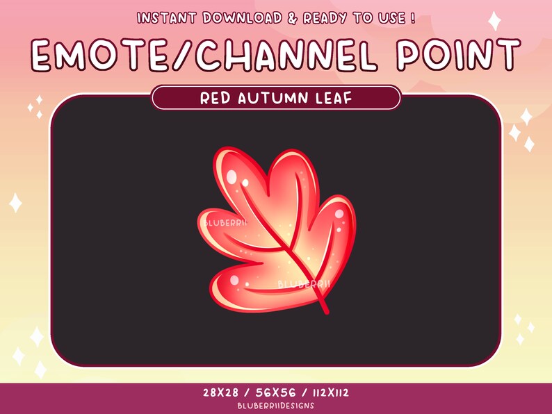 Red Autumn Leaf Channel Points / Emote / Sub Bit Badge for Twitch ...