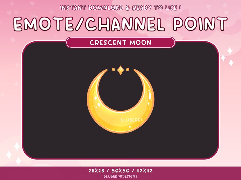 Crescent Moon Channel Point / Sub Bit Badge for Twitch Stream Discord ...