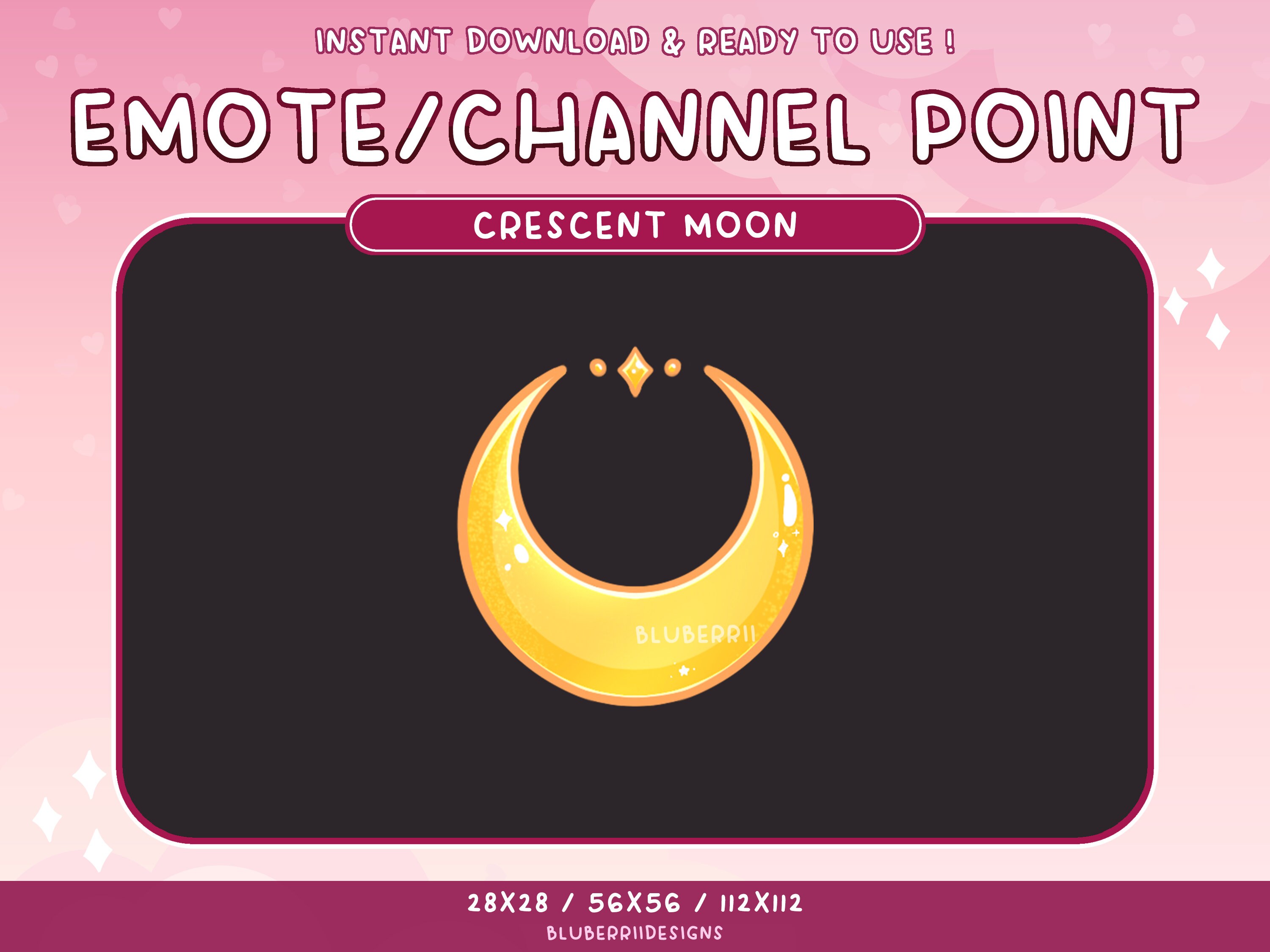 Crescent Moon Channel Point / Sub Bit Badge for Twitch Stream Discord ...