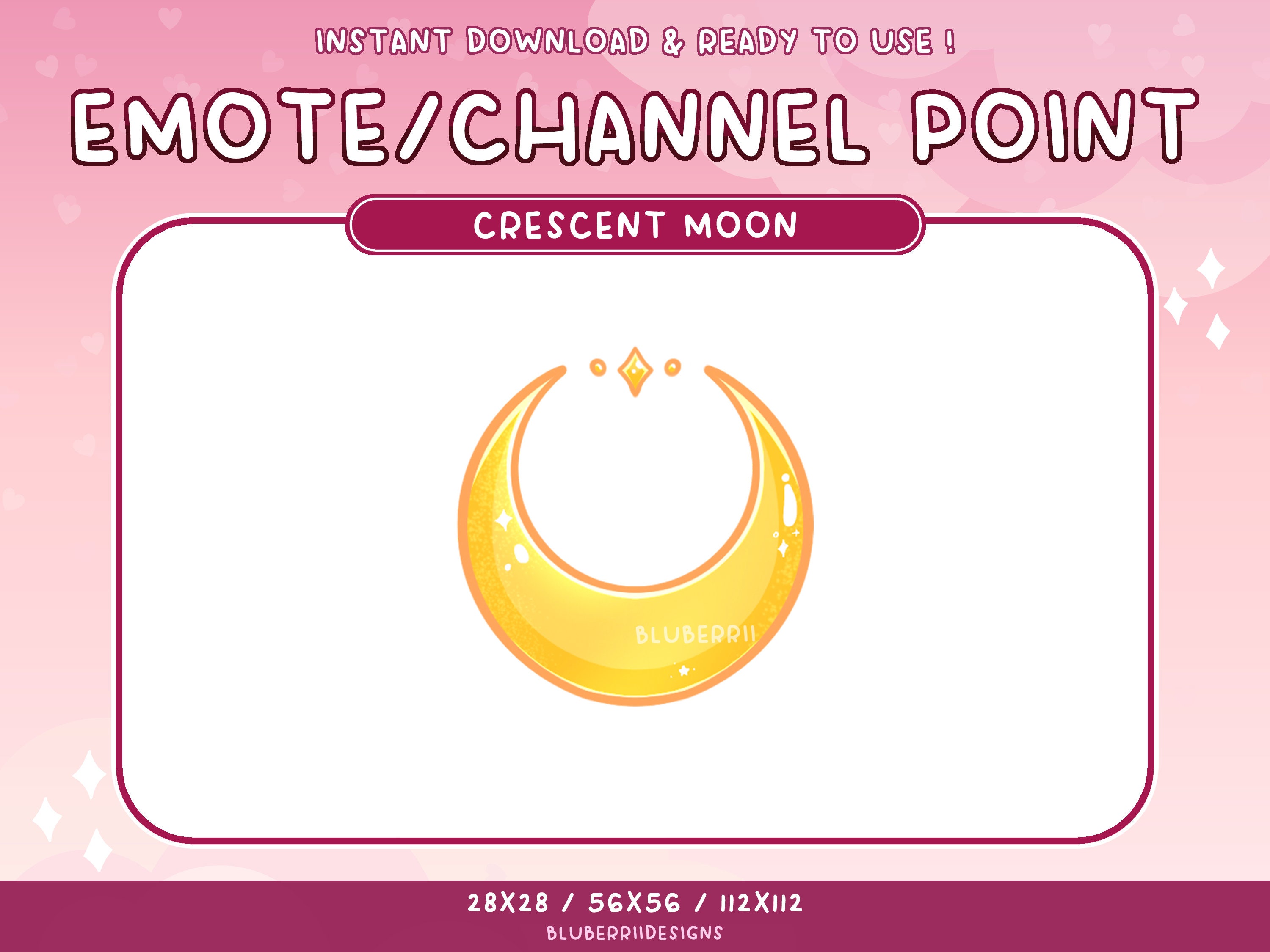 Crescent Moon Channel Point / Sub Bit Badge for Twitch Stream Discord ...