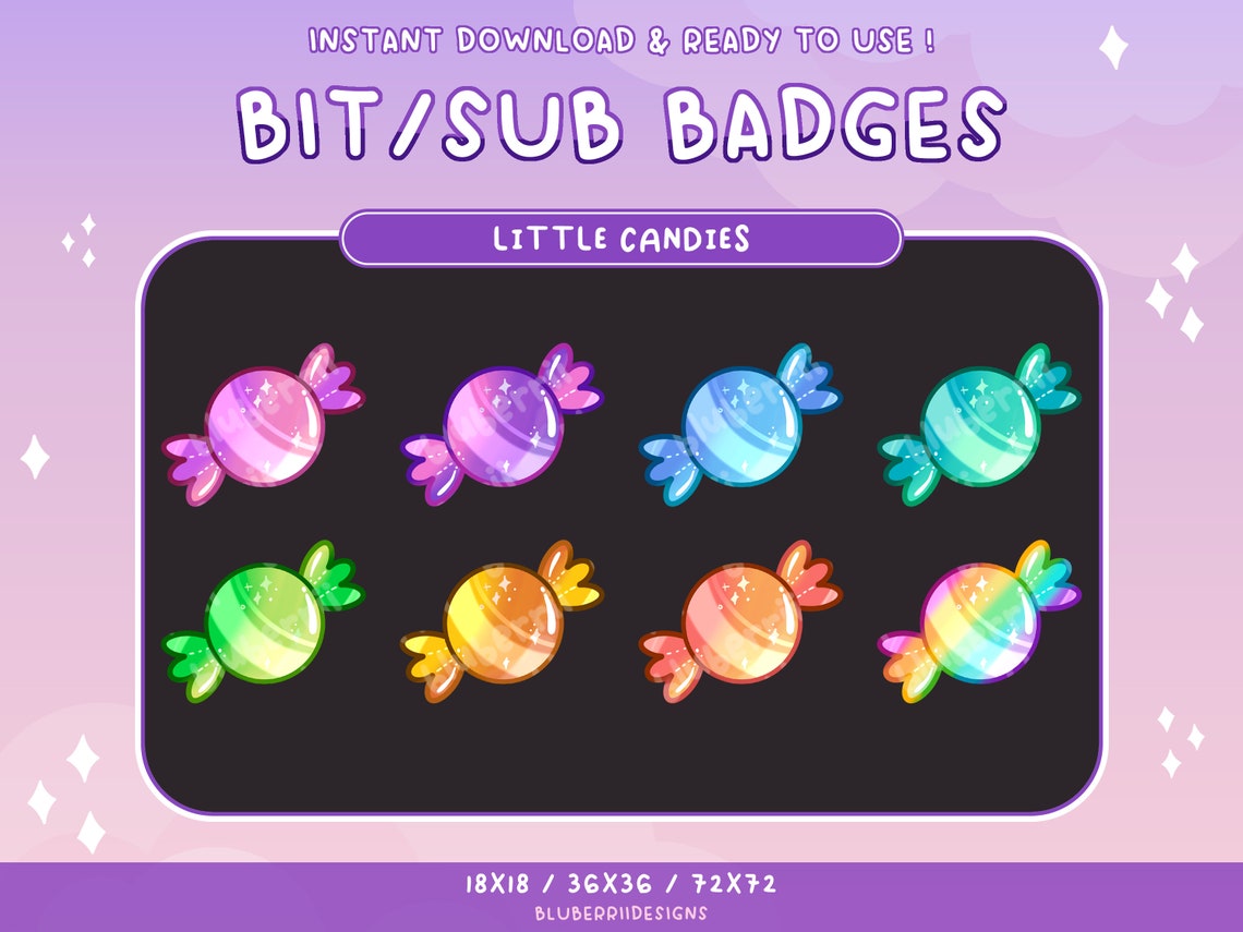 8 Candy Sub or Bit Badges for Twitch Stream Discord Role Youtube ...