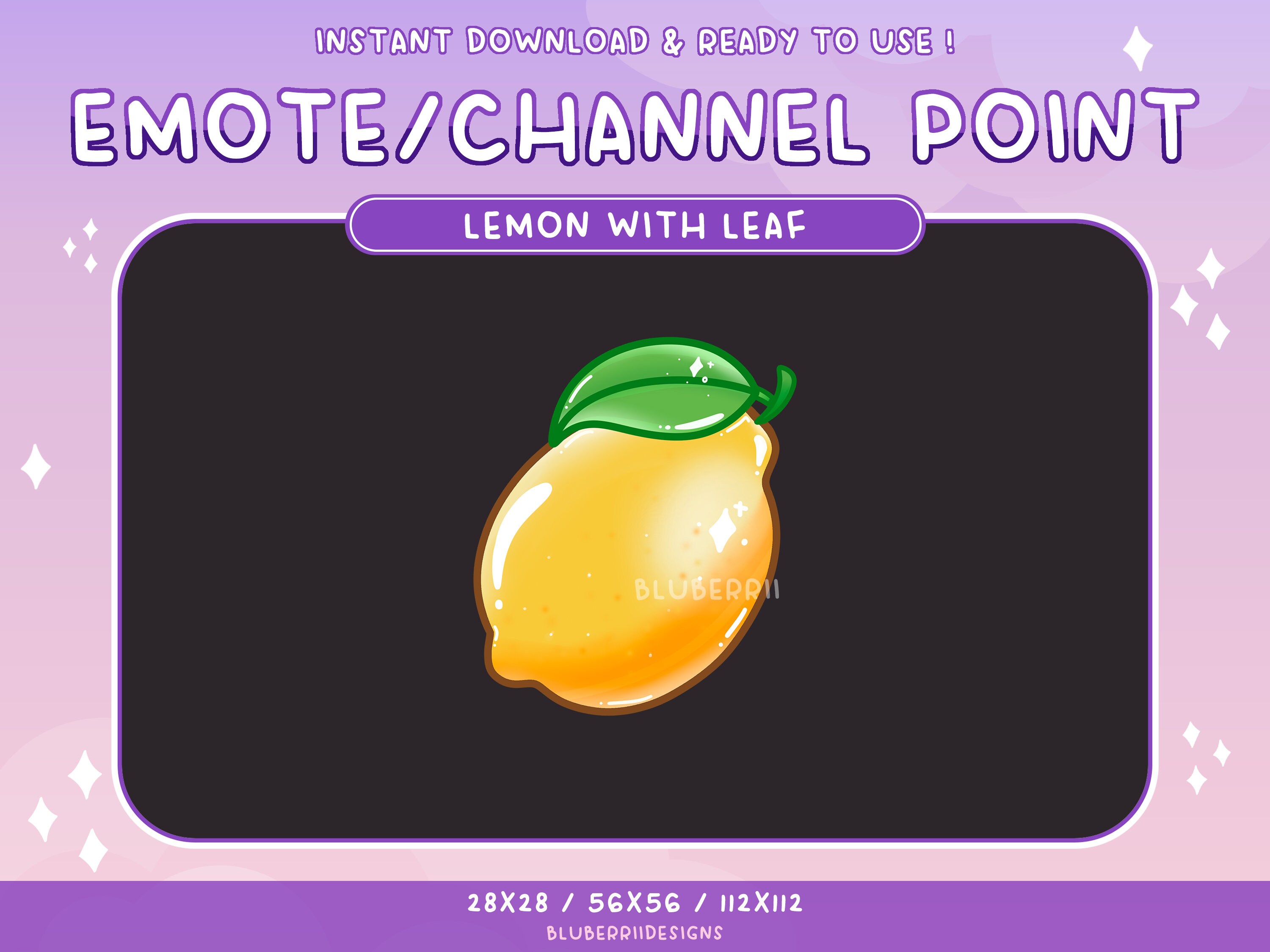 Lemon Emote / Channel Points or Sub Bit Badge for Twitch Stream Discord ...