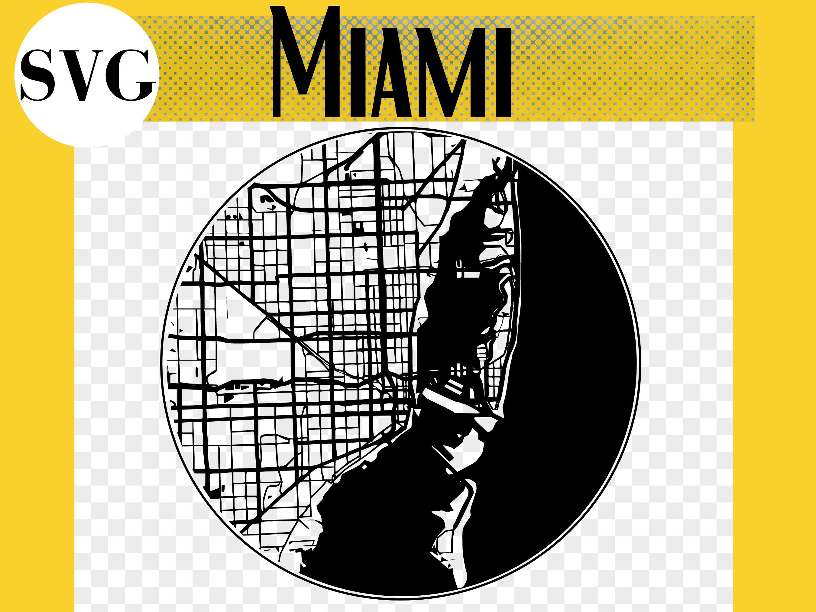 Miami City Map, Svg File, Miami Florida, Miami Gifts, Miami Coaster ...