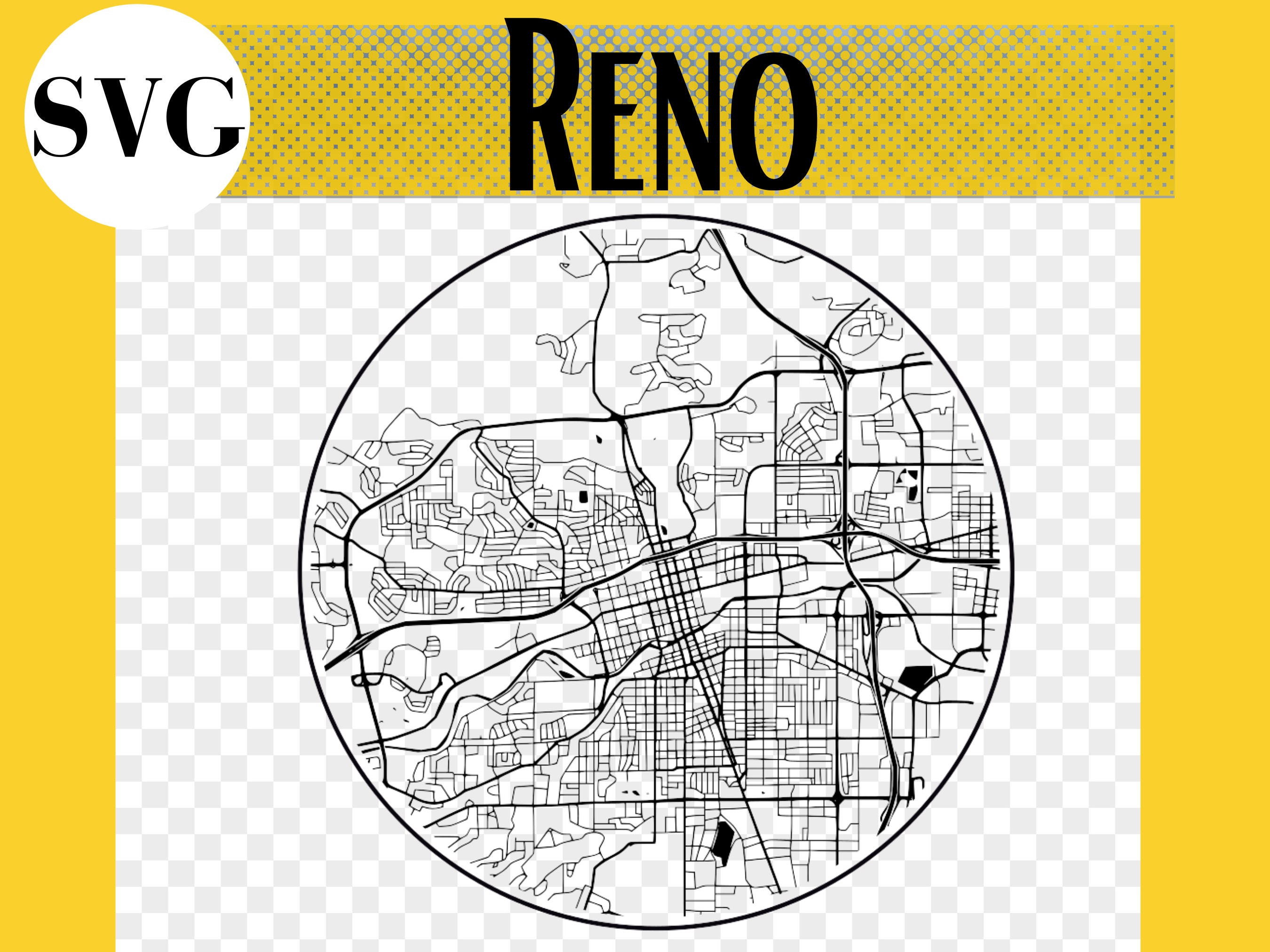 Reno City Map, SVG File, Reno Nevada, Reno Gift, Reno Coaster, Nevada ...