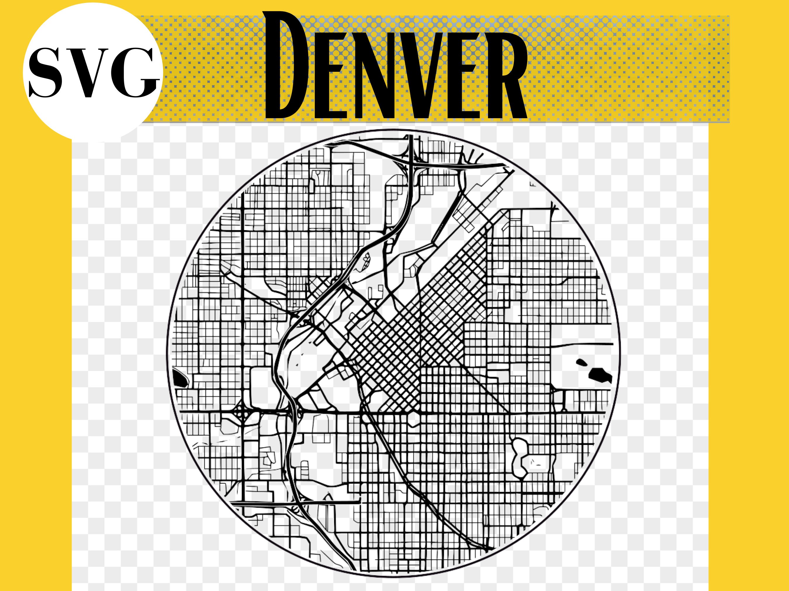 Denver City Map Svg File, Denver Gift, Denver Colorado, Denver Coaster ...