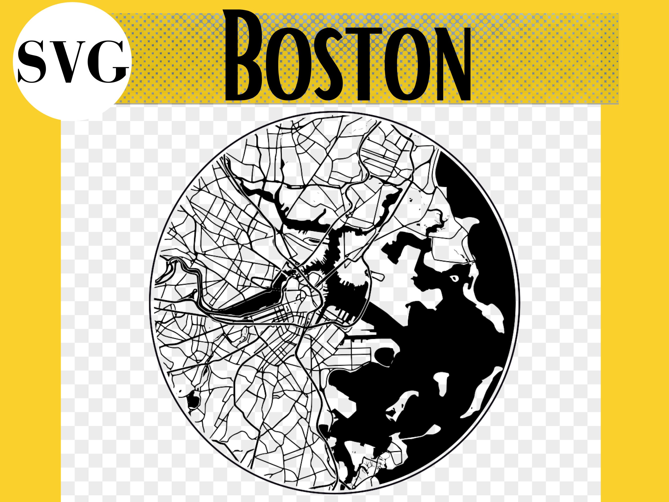 Boston City Map SVG File, Boston Gift, Boston Coaster, Boston Ornament ...